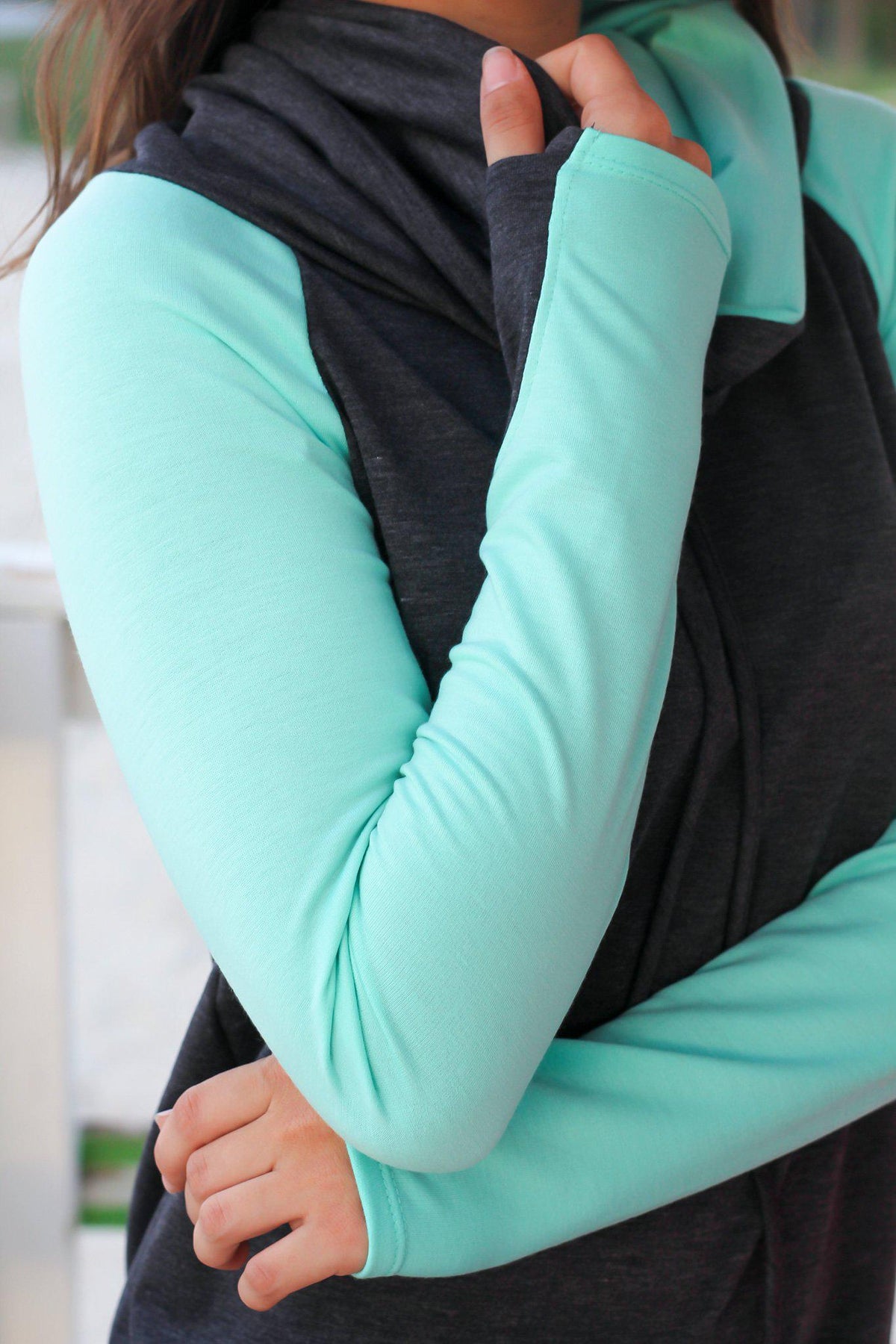 Charcoal and Mint Pullover Sweater | Sweaters – Saved by the Dress