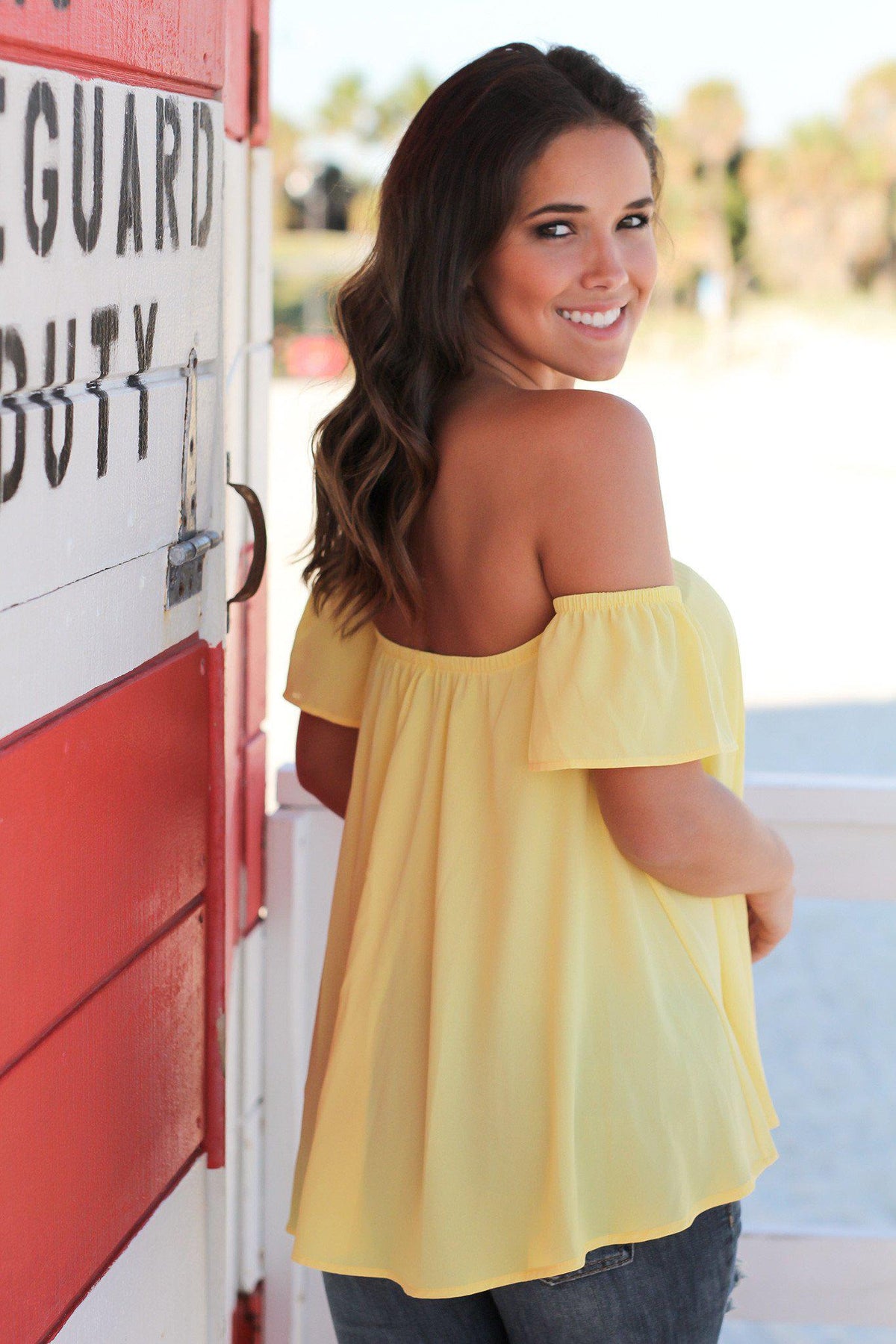 Yellow Off Shoulder Top | Cute Tops – Saved by the Dress