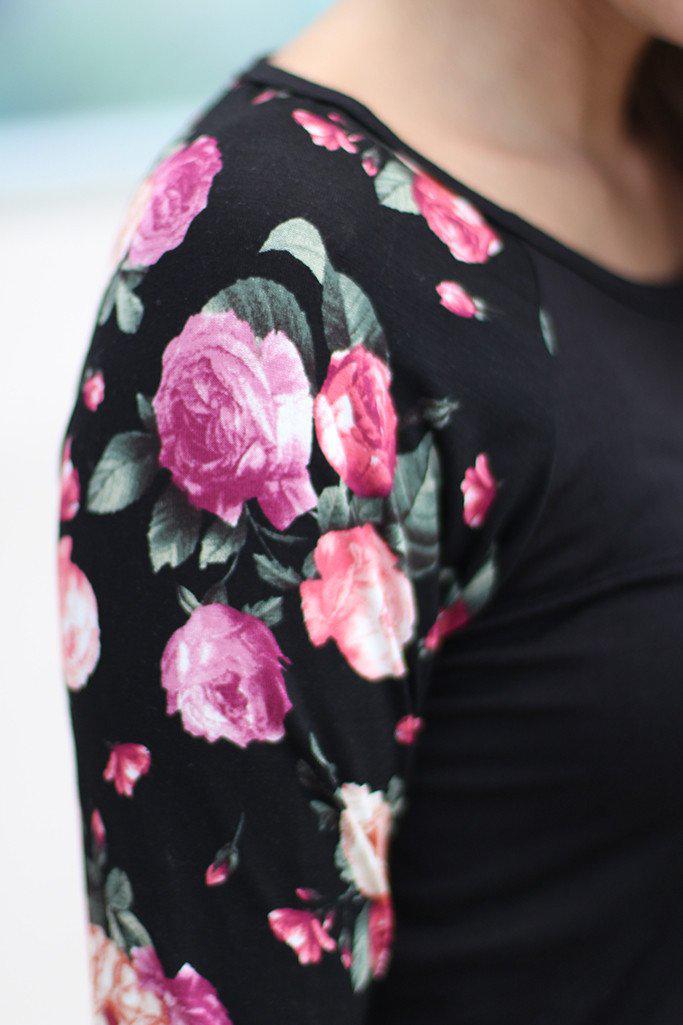 Black Top with Floral Sleeves | Cute Tops – Saved by the Dress