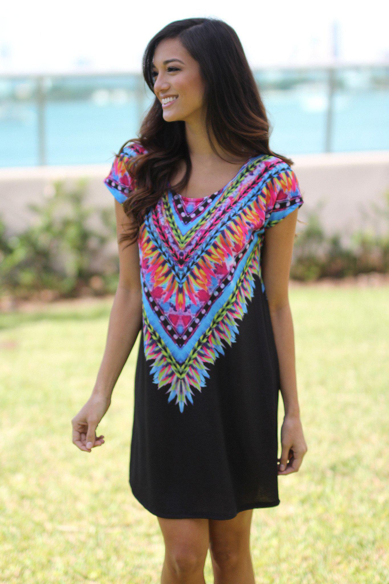 Black Tribal Tunic Dress | Short Dresses – Saved by the Dress