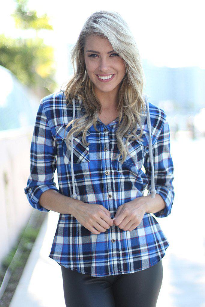 Blue Plaid Hooded Top – Saved by the Dress
