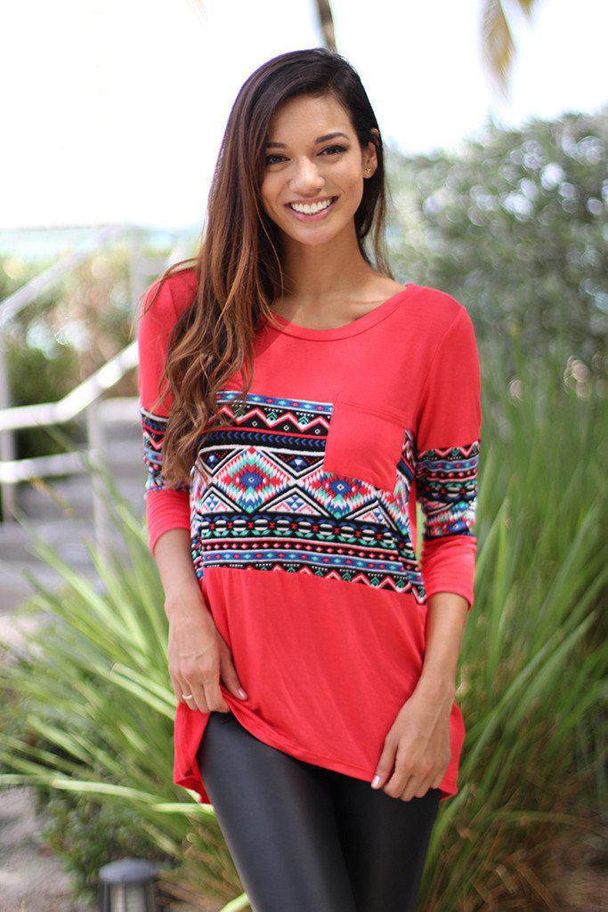 Coral Printed Top – Saved by the Dress