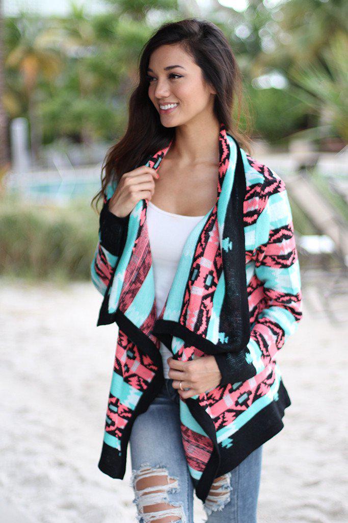 Neon Pink And Black Cardigan | Cute cardigan – Saved by the Dress