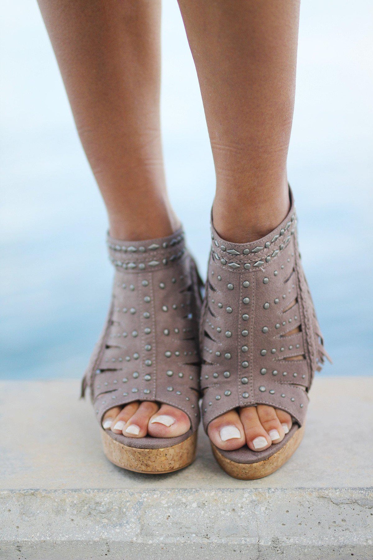 Frolic In Fringe Taupe Wedges | Fringe Wedges | Wedges – Saved by the Dress