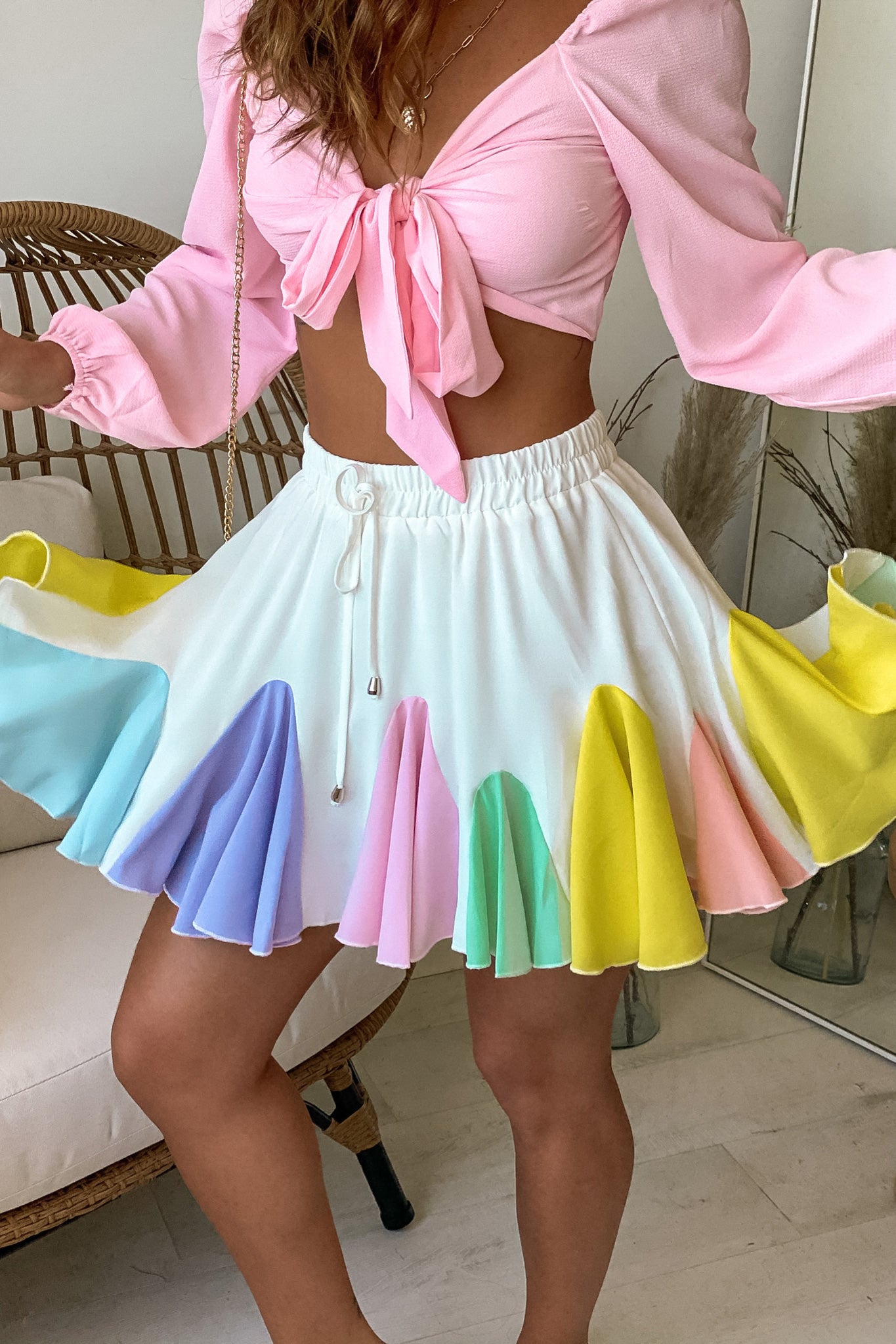 Off White Rainbow Skirt | Short Dresses – Saved by the Dress
