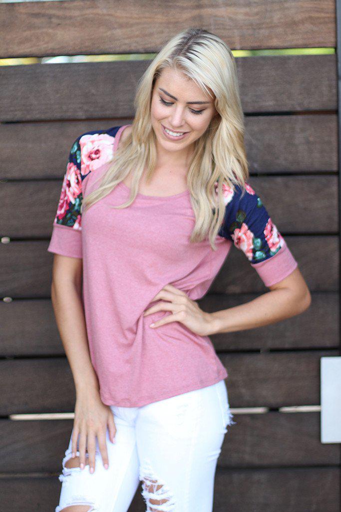 Pink Top With Floral Short Sleeves – Saved by the Dress