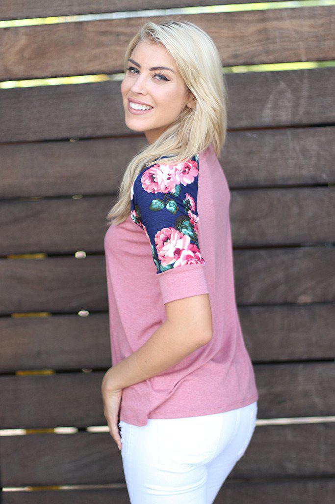 Pink Top With Floral Short Sleeves – Saved by the Dress
