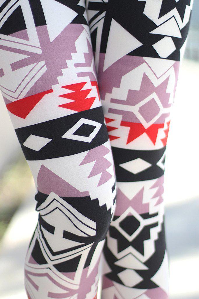 Lilac Multi Color Printed Leggings | Tribal Leggings – Saved by the Dress