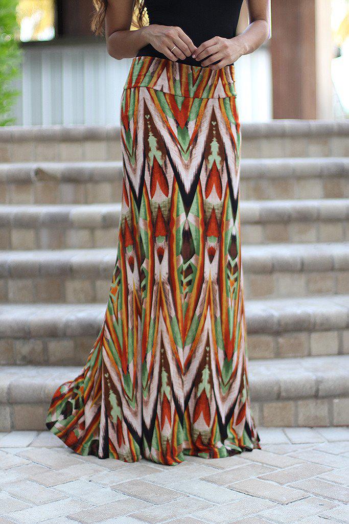 Rust Printed Maxi Skirt – Saved by the Dress