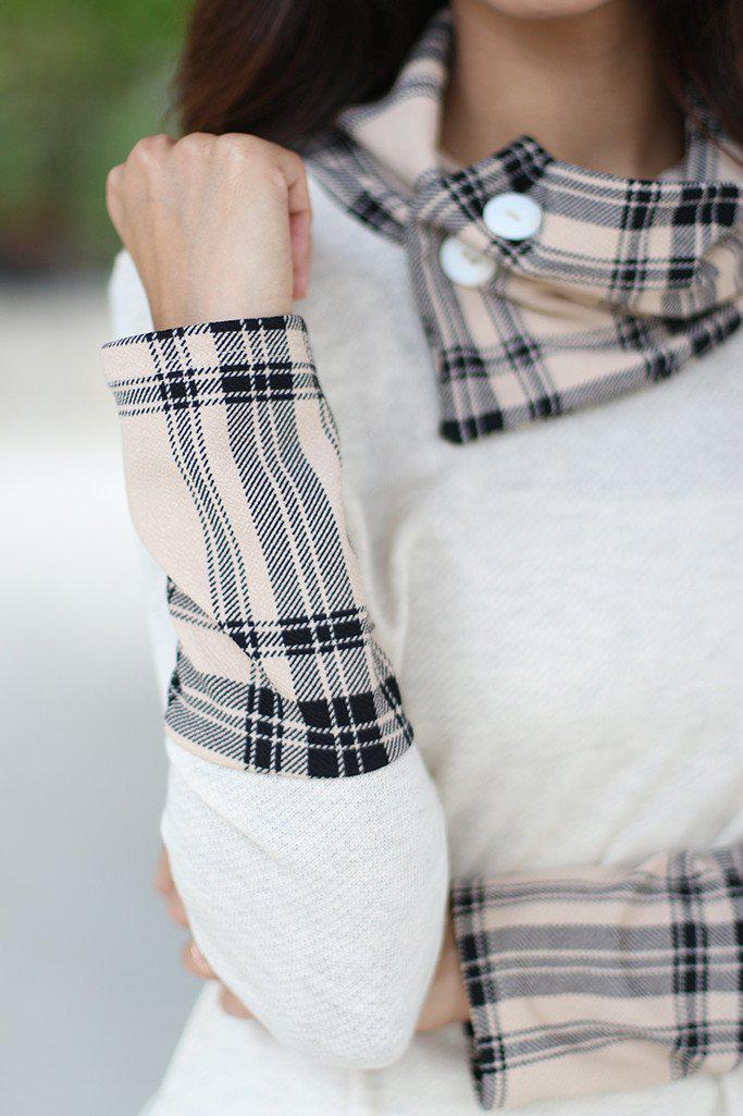 Ivory Plaid Top With Cowl Neck | Ivory Top | Cowl Neck – Saved by the Dress
