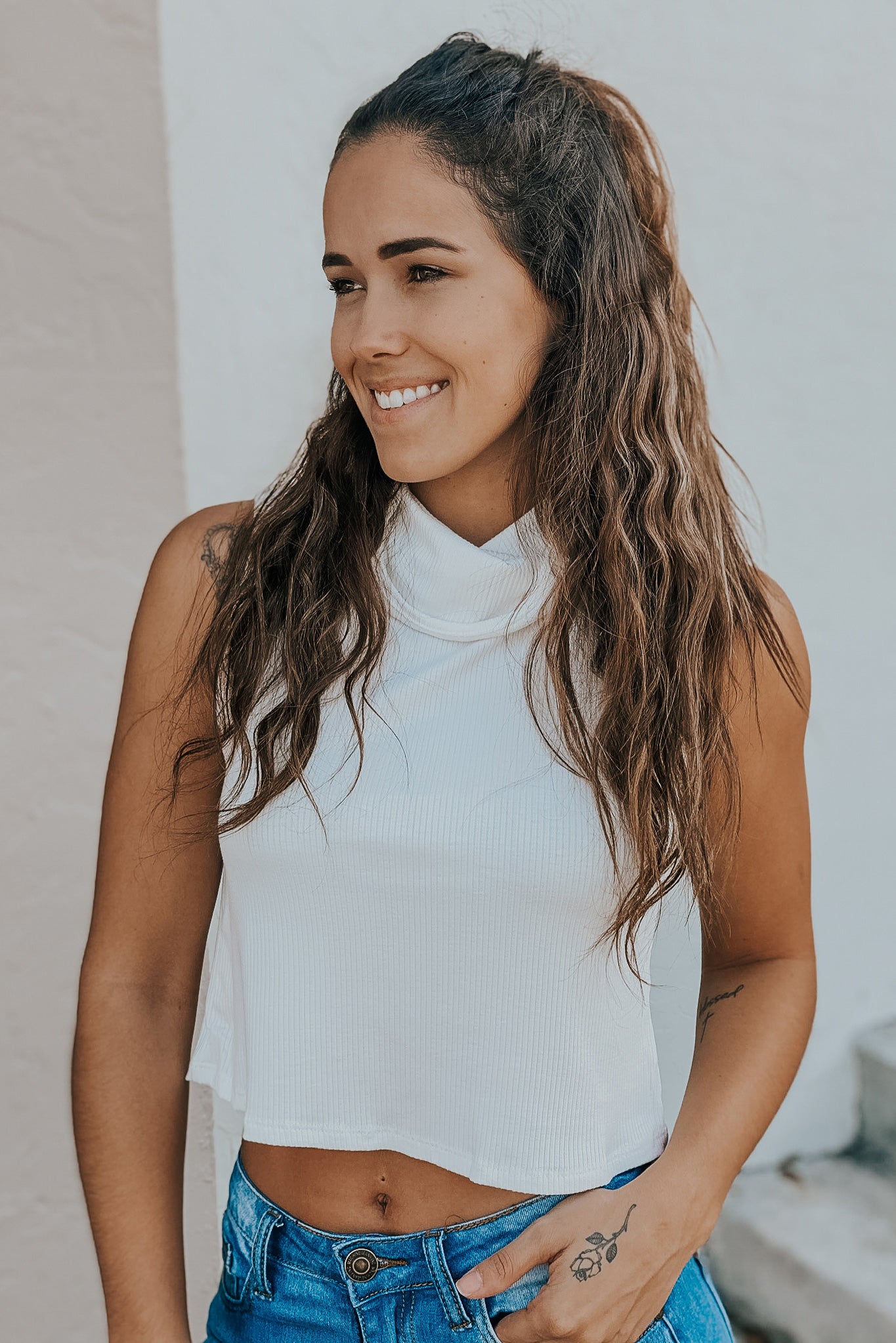 White Crop Top with Face Cover | Cute Tops – Saved by the Dress